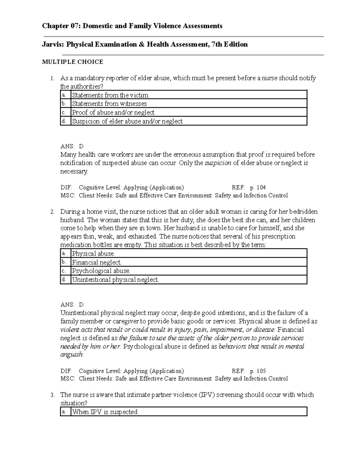 Ch 7 - Domestic and Family Violence Assessment - Chapter 07: Domestic ...