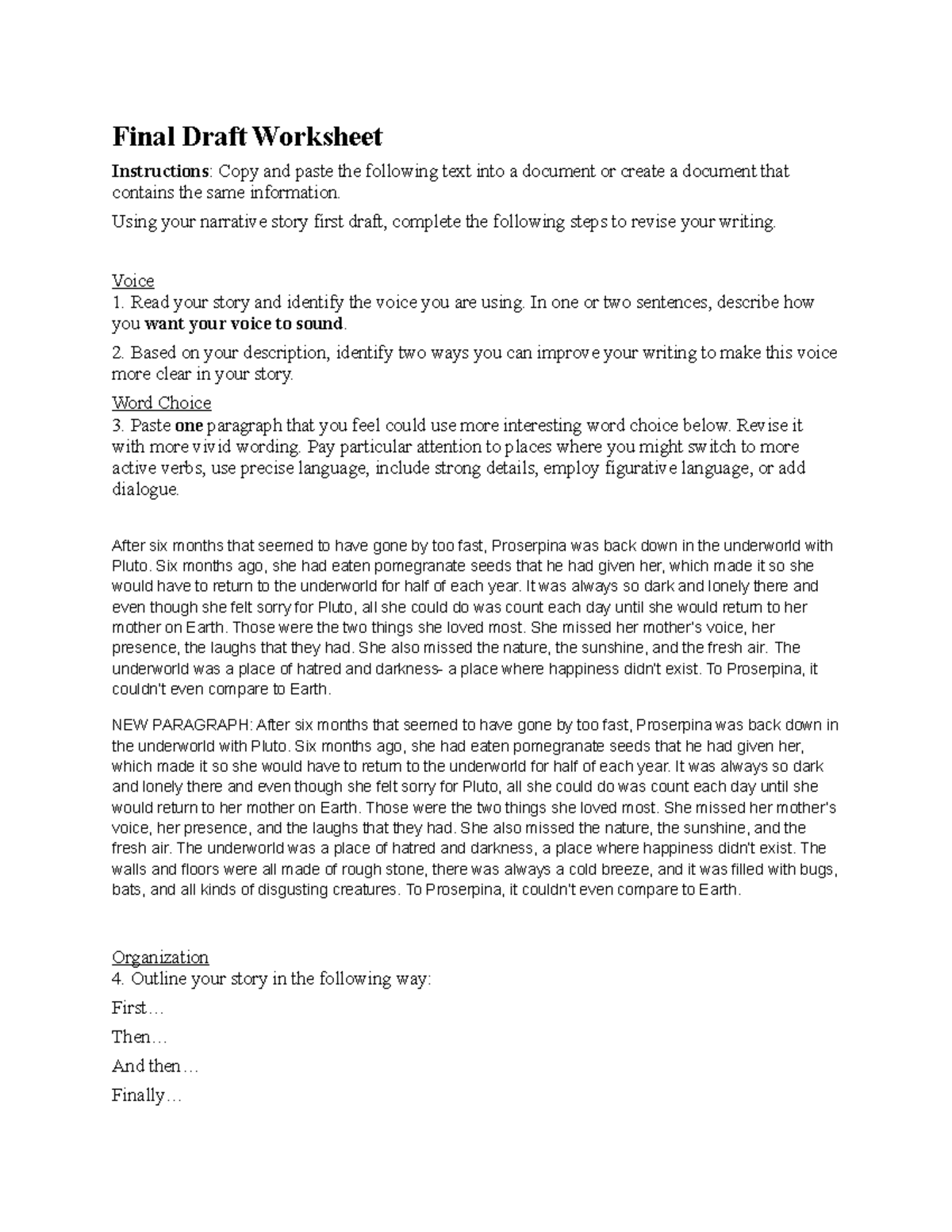 1.14 Final Draft worksheet - Final Draft Worksheet Instructions: Copy ...