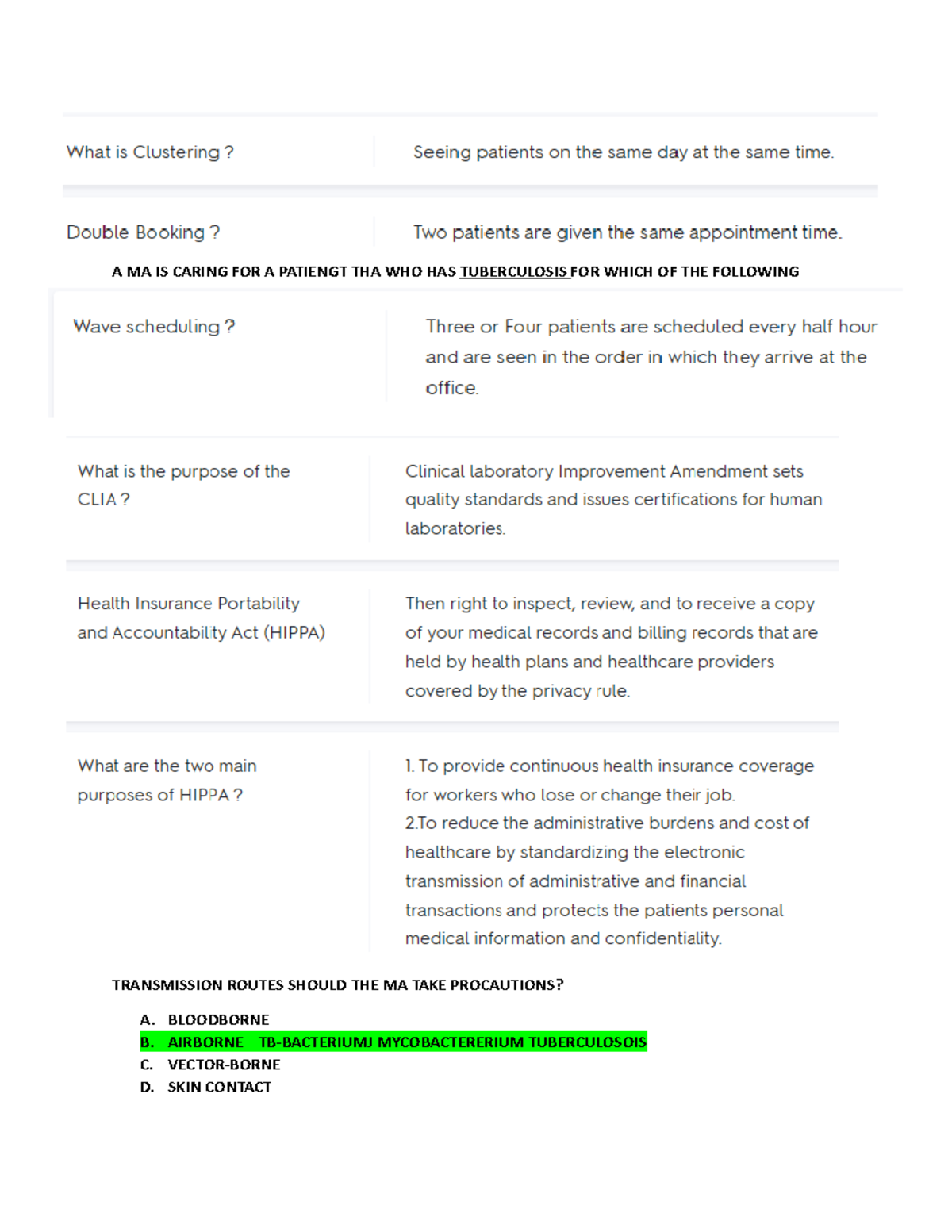 CCMA Notes - THIS IS FOR CCMA MEDICAL ASSISTANT COURSE THAT VICTORIA ...