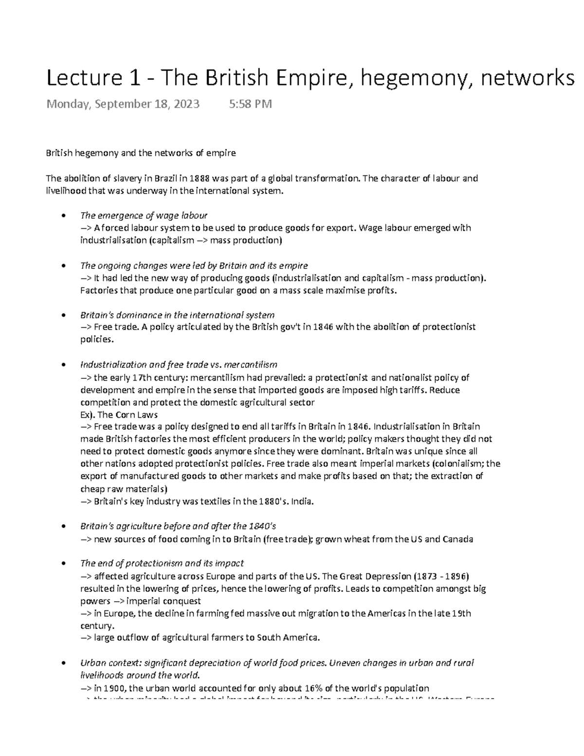 Lecture 1 - The British Empire, hegemony, networks - British hegemony ...