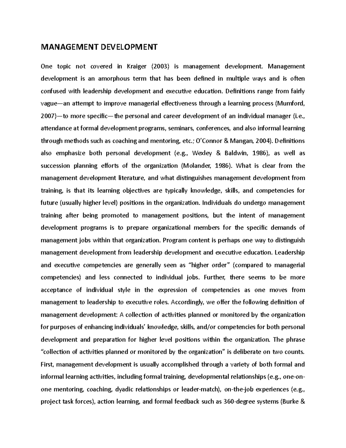 Management Development - Management development is an amorphous term ...