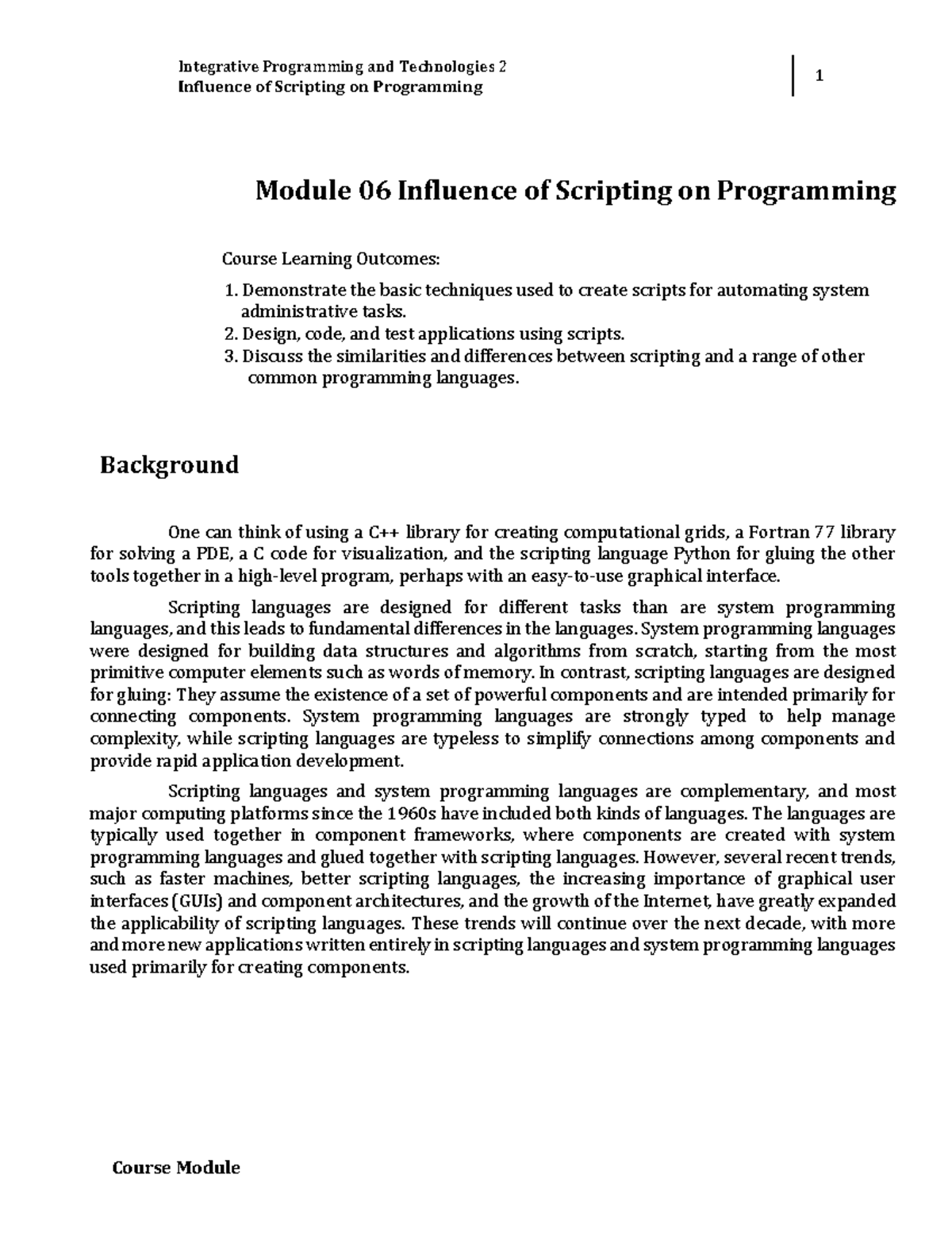 W7 Influence of Scripting on Programming - Influence of Scripting on ...
