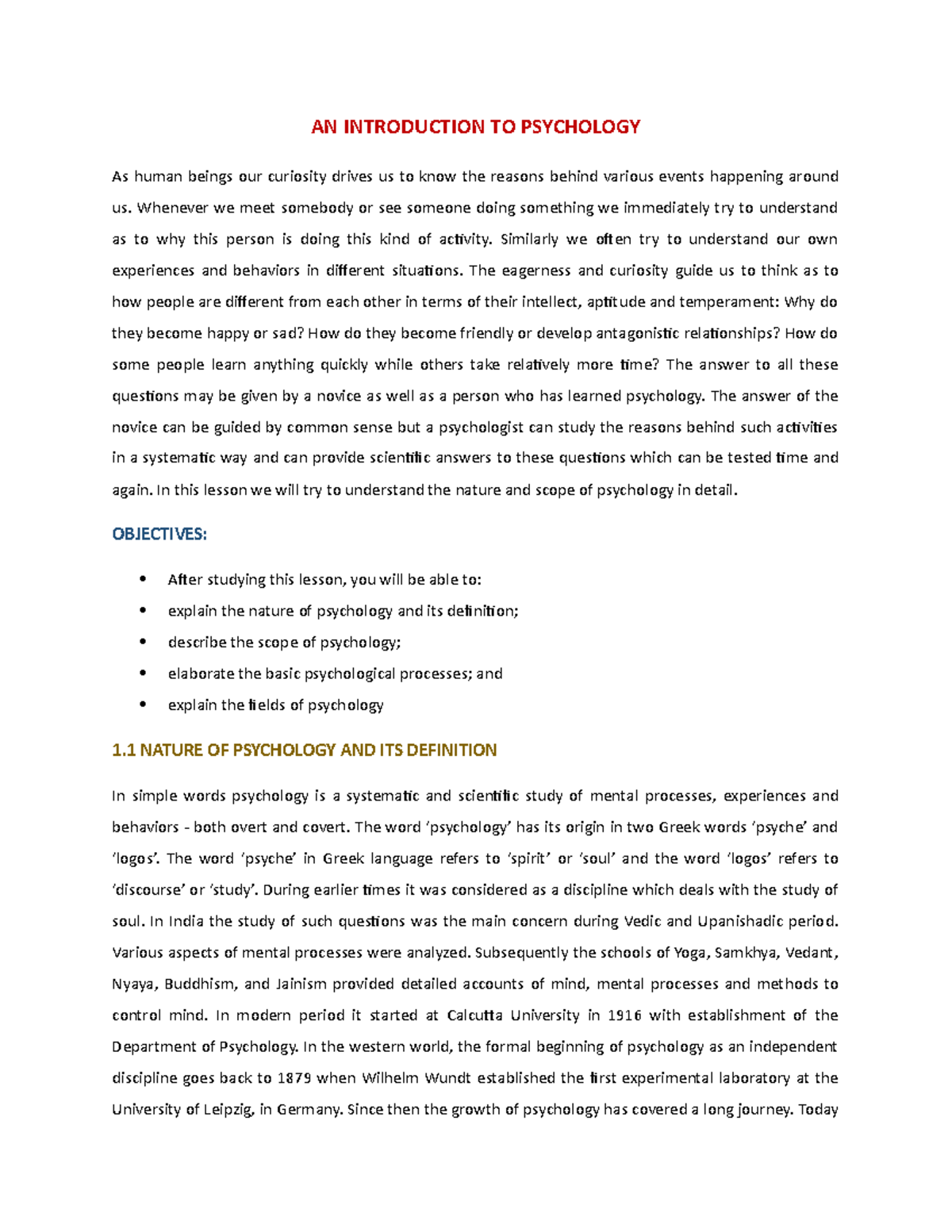 An introduction to psychology - BS PSYCHOLOGY - AN INTRODUCTION TO ...