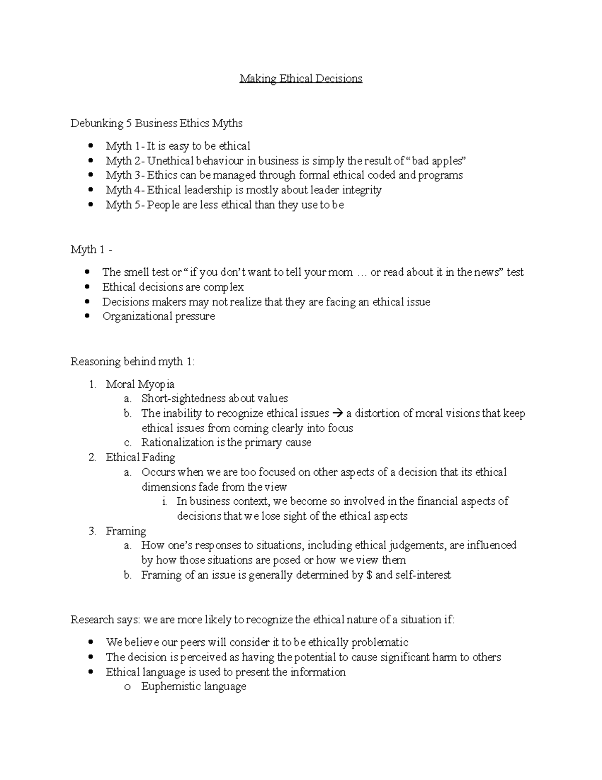 Making Ethical Decisions - Making Ethical Decisions Debunking 5 ...