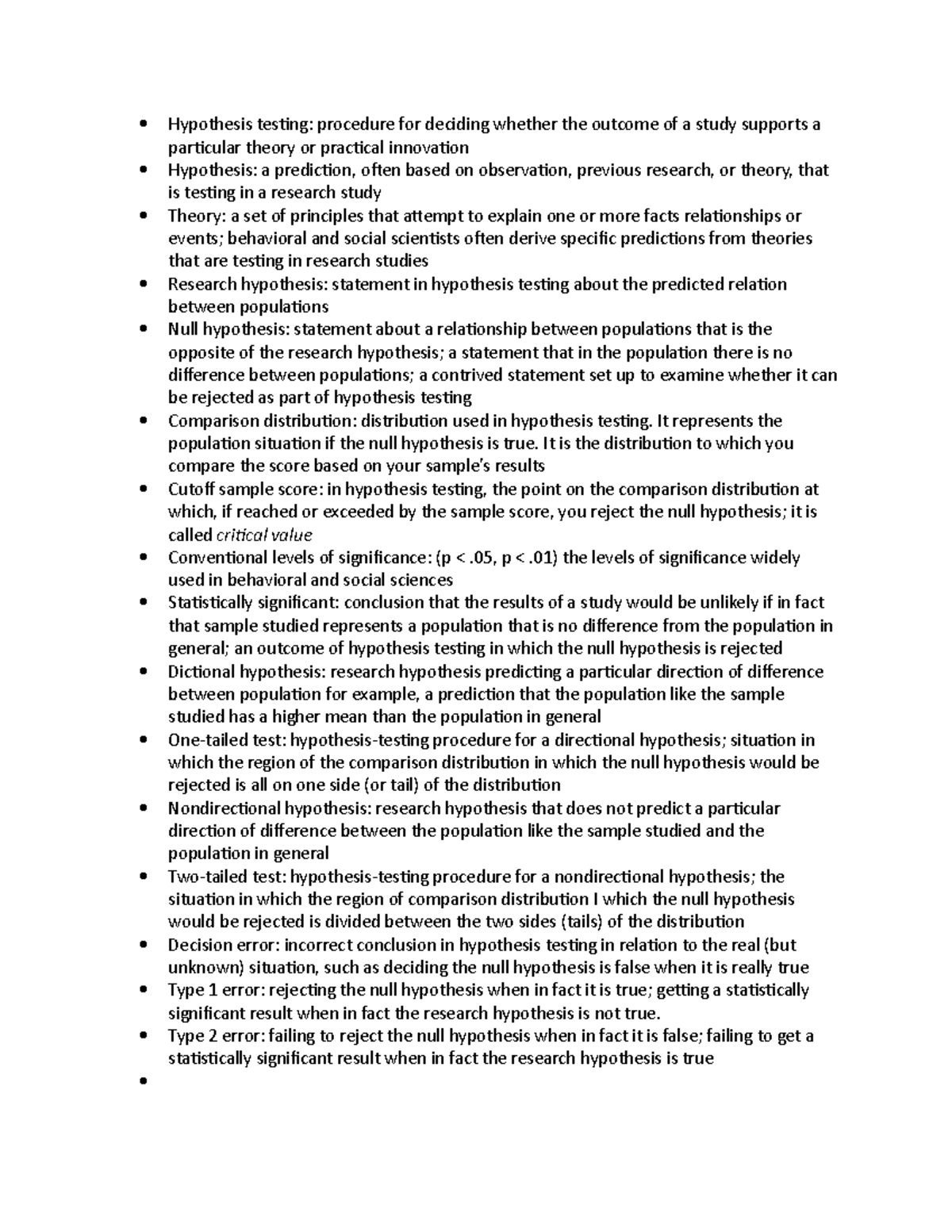 Stat ch 5 book notes - introduction to hypothesis testing - Hypothesis ...