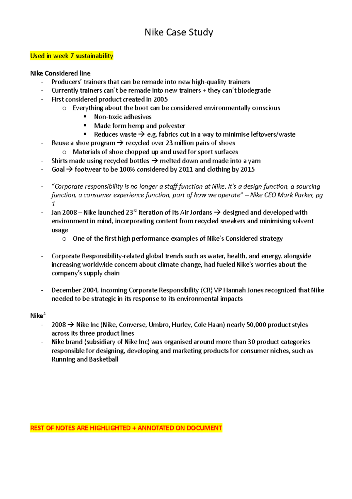 Nike Case Study - Nike Case Study Used in week 7 sustainability Nike ...