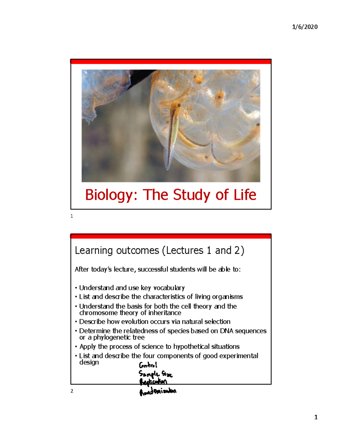 Lecture 02 - Jan9 - Biology The Study of Life - Biology: The Study of ...