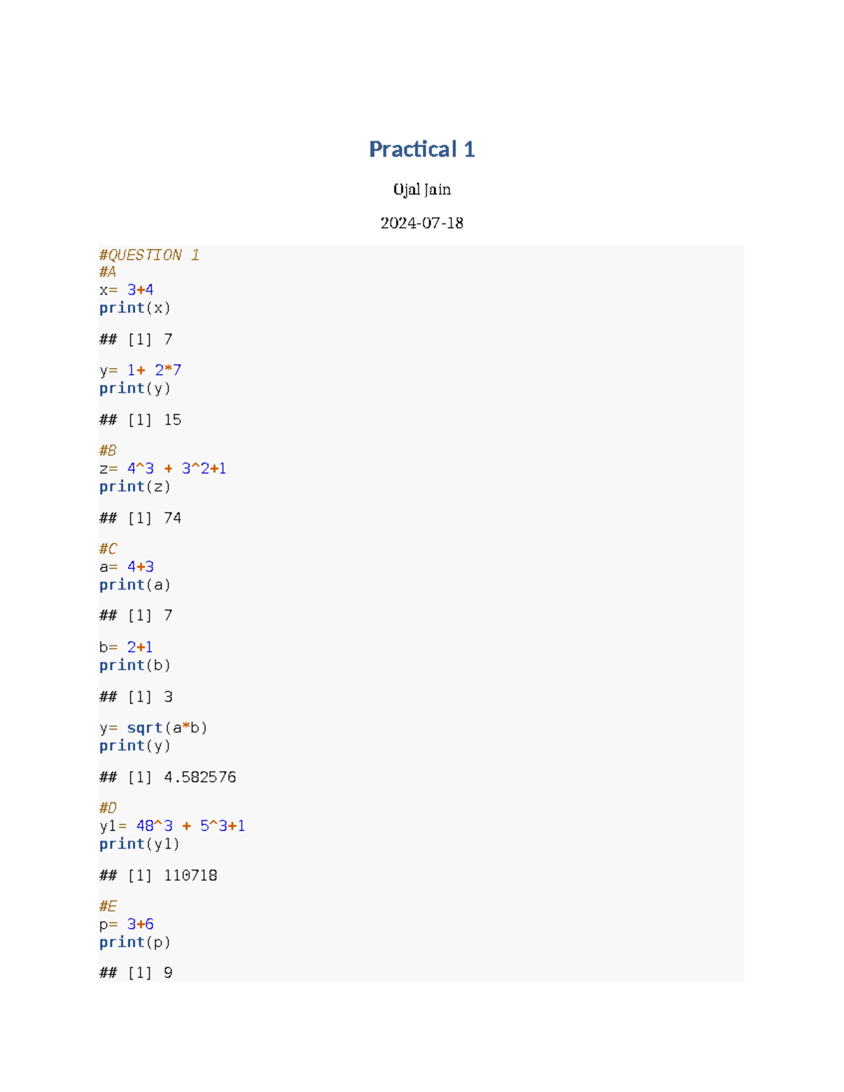 2330567 Practice 1 - Yolo - Practical 1 Ojal Jain 2024-07- #QUESTION 1 ...