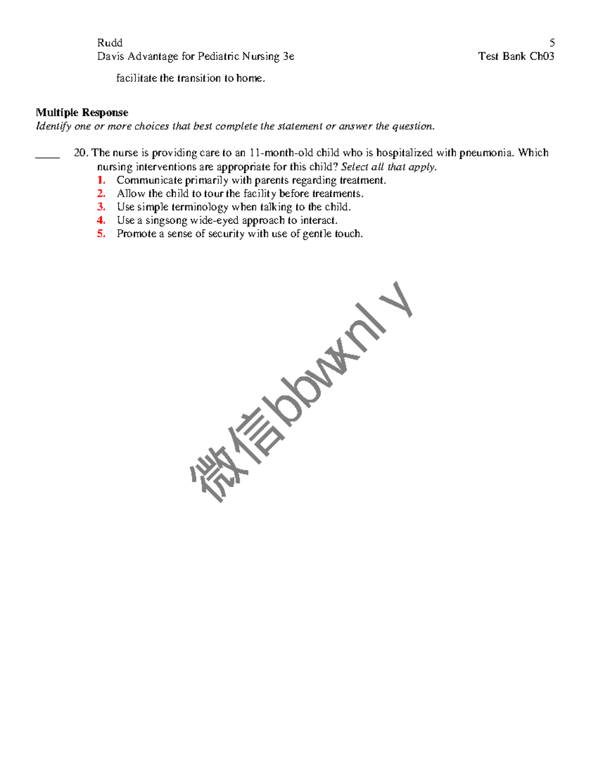 Test bank pediatric nursing critical components of nursing care 3rd ...