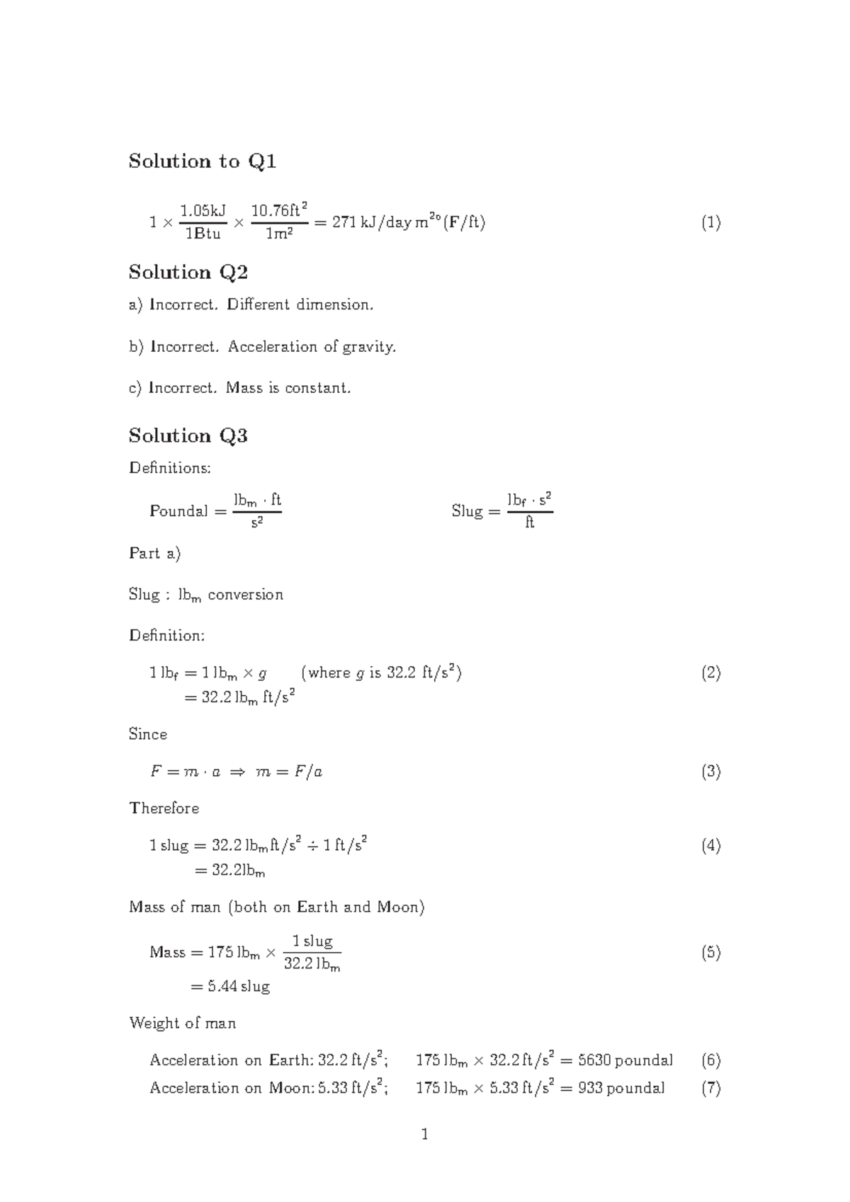 Tutorial 1 Solution - Solution to Q 1 × 1 1Btu× 10 1m 2 2 = 271 kJ/day ...
