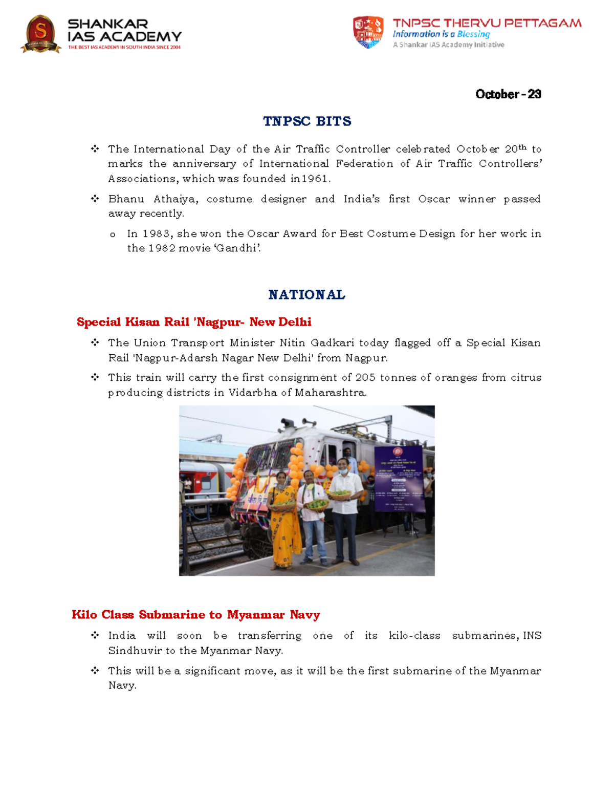 Oct 23 - English [Current Afairs for the month September-2020 ...