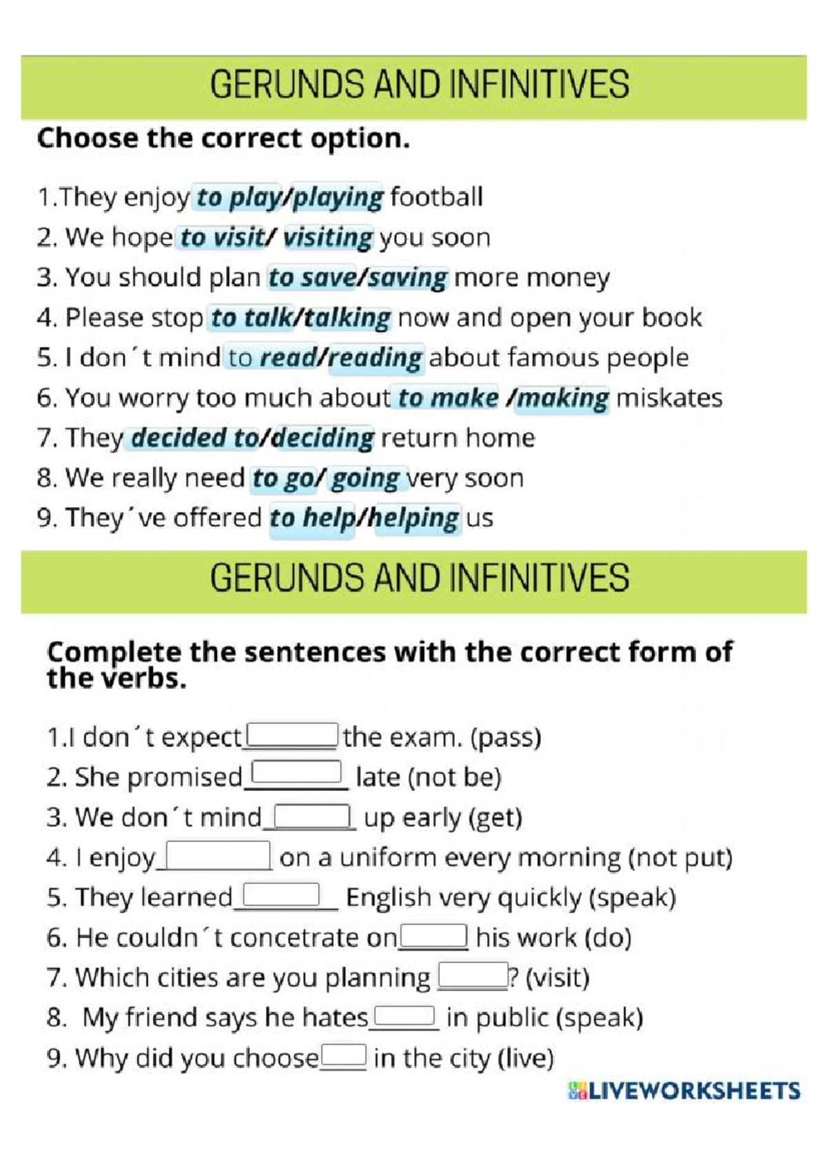 Gerund 1 and Infinitive - English - Studocu