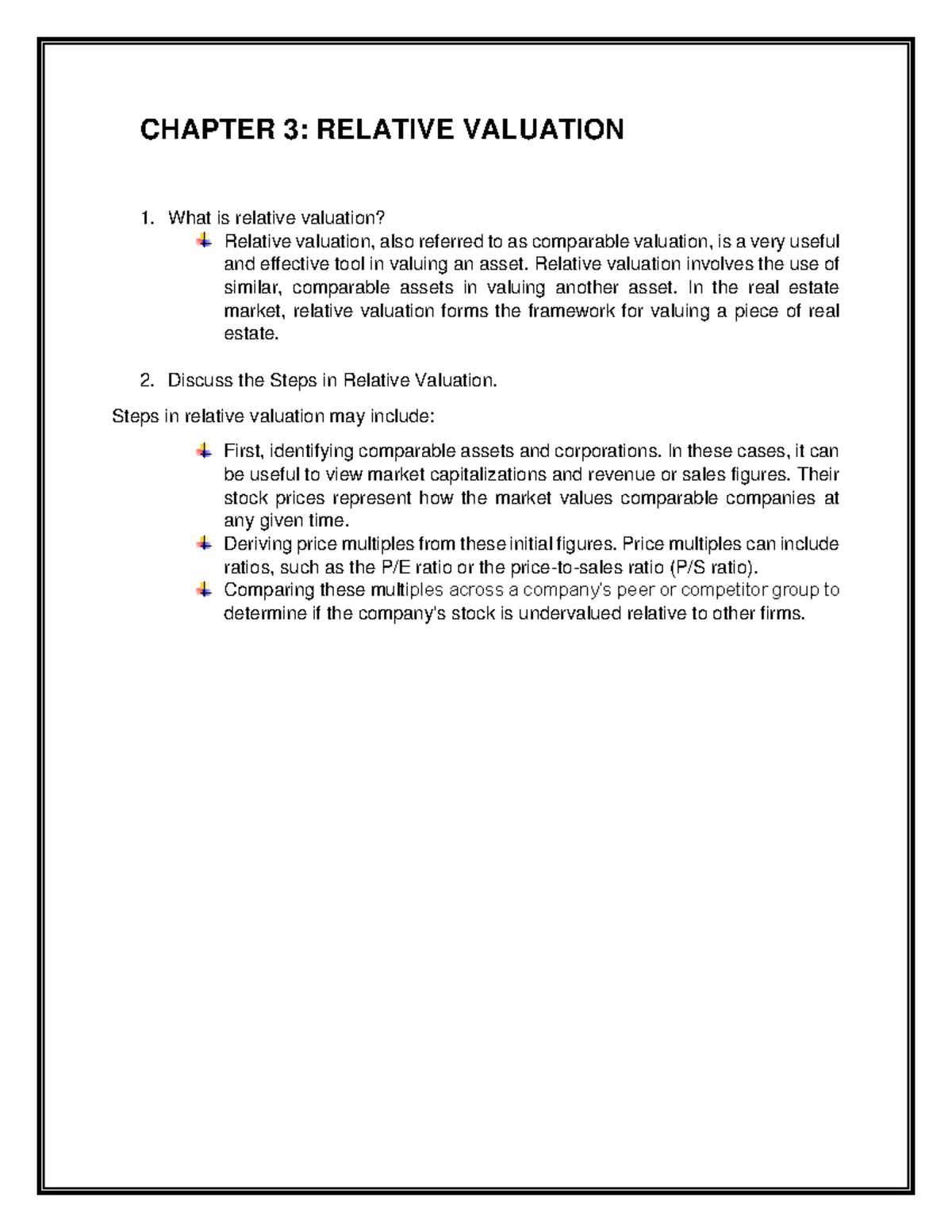 Chapter 3; - wdijfeef9uhfwh0ede - CHAPTER 3: RELATIVE VALUATION What is ...