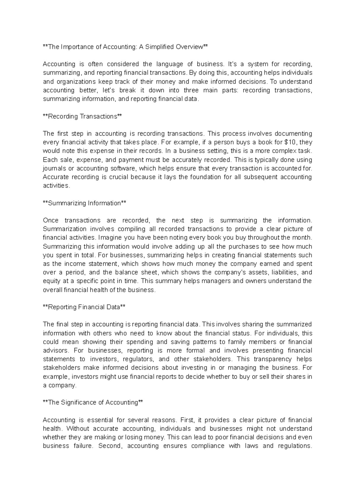 FAR 1 - far basic - The Importance of Accounting: A Simplified Overview ...