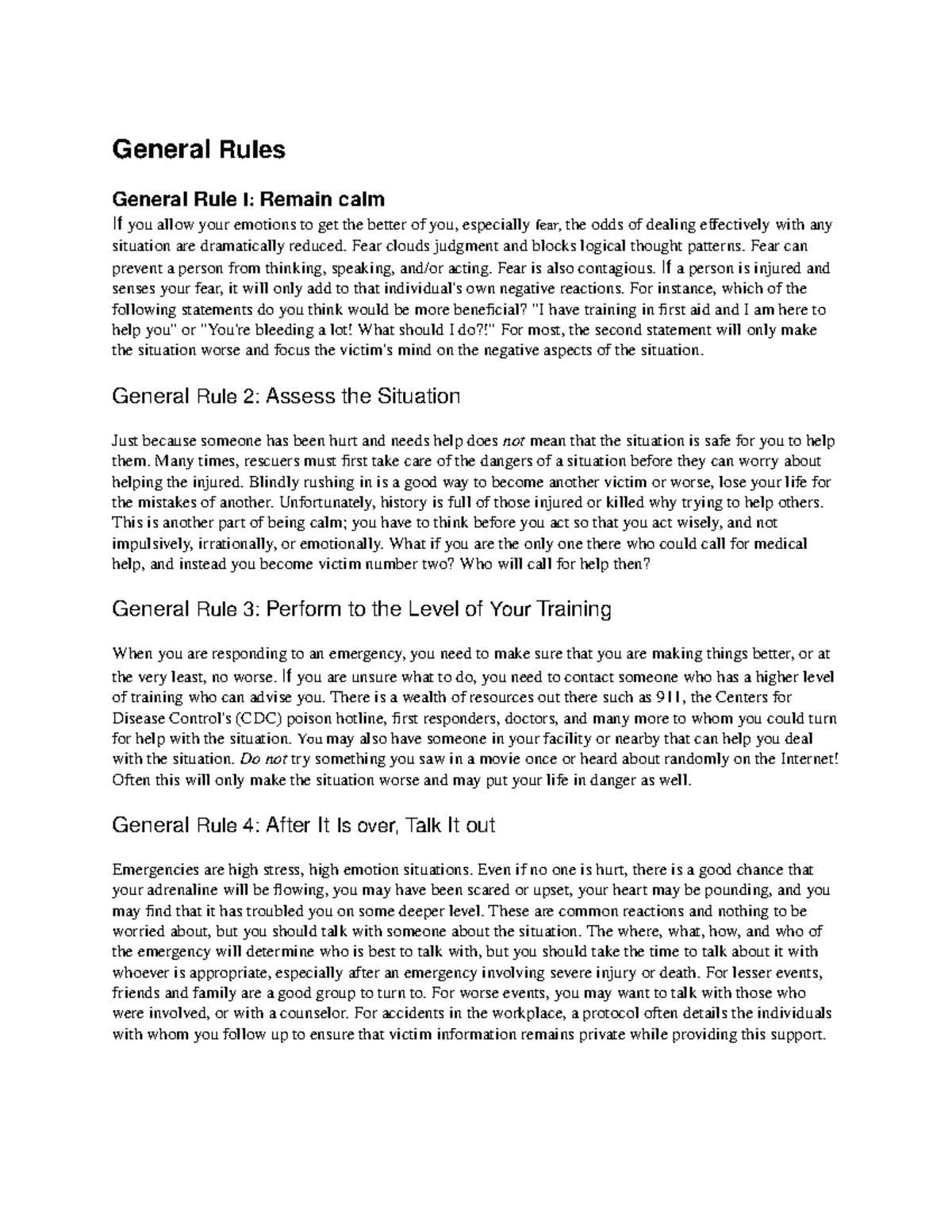 General Rules - Lecture notes 4 - General Rules General Rule l: Remain ...