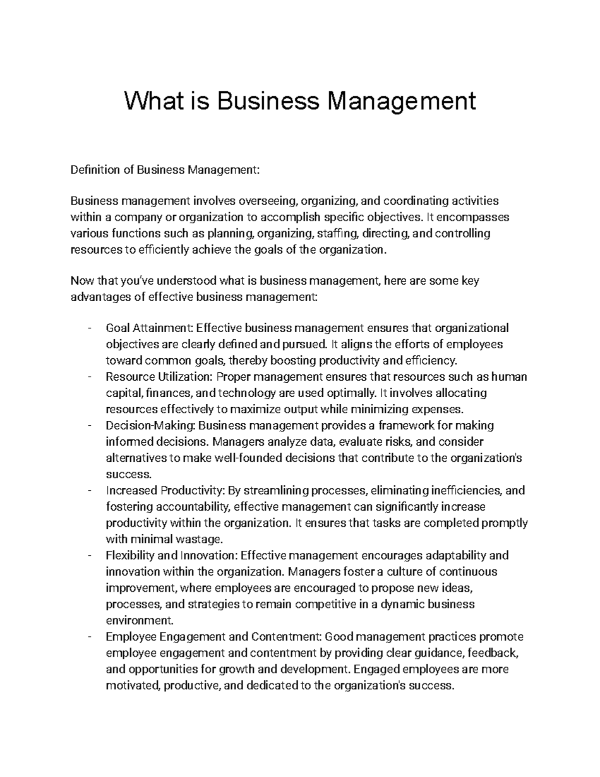 What is Business Management - What is Business Management Definition of ...