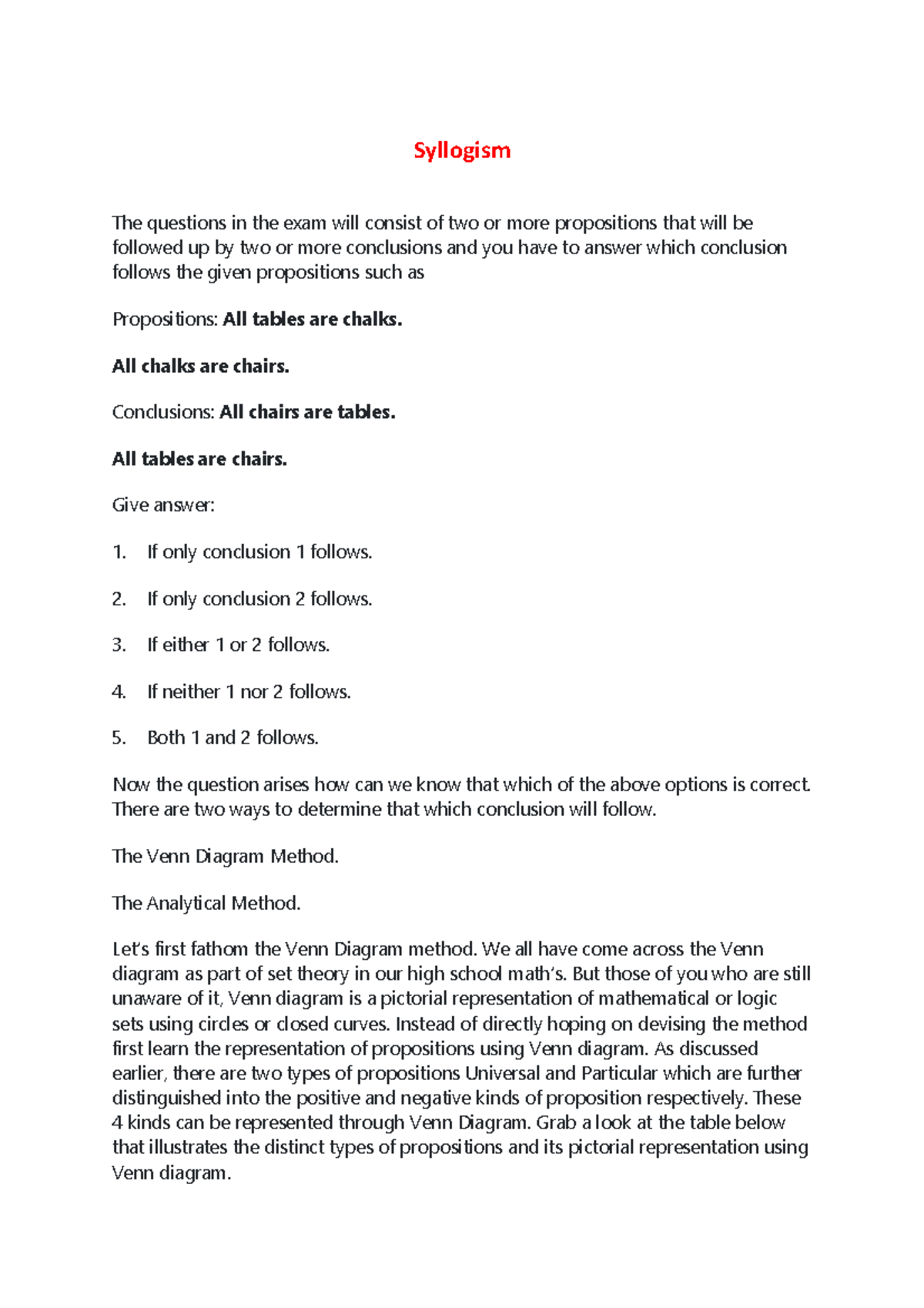 Syllogism - Reasoning - Syllogism The questions in the exam will ...