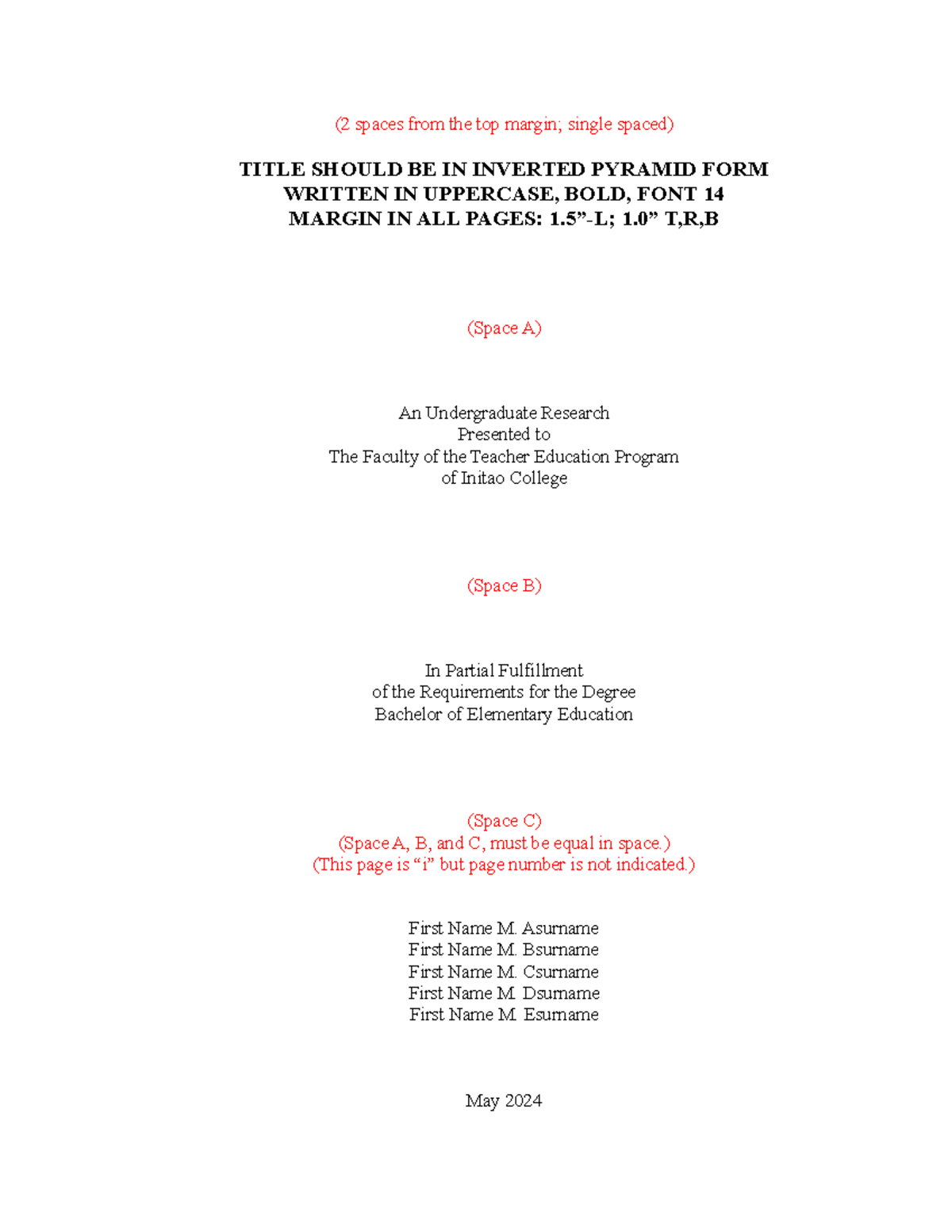 Research- Format - CTTO - (2 spaces from the top margin; single spaced ...