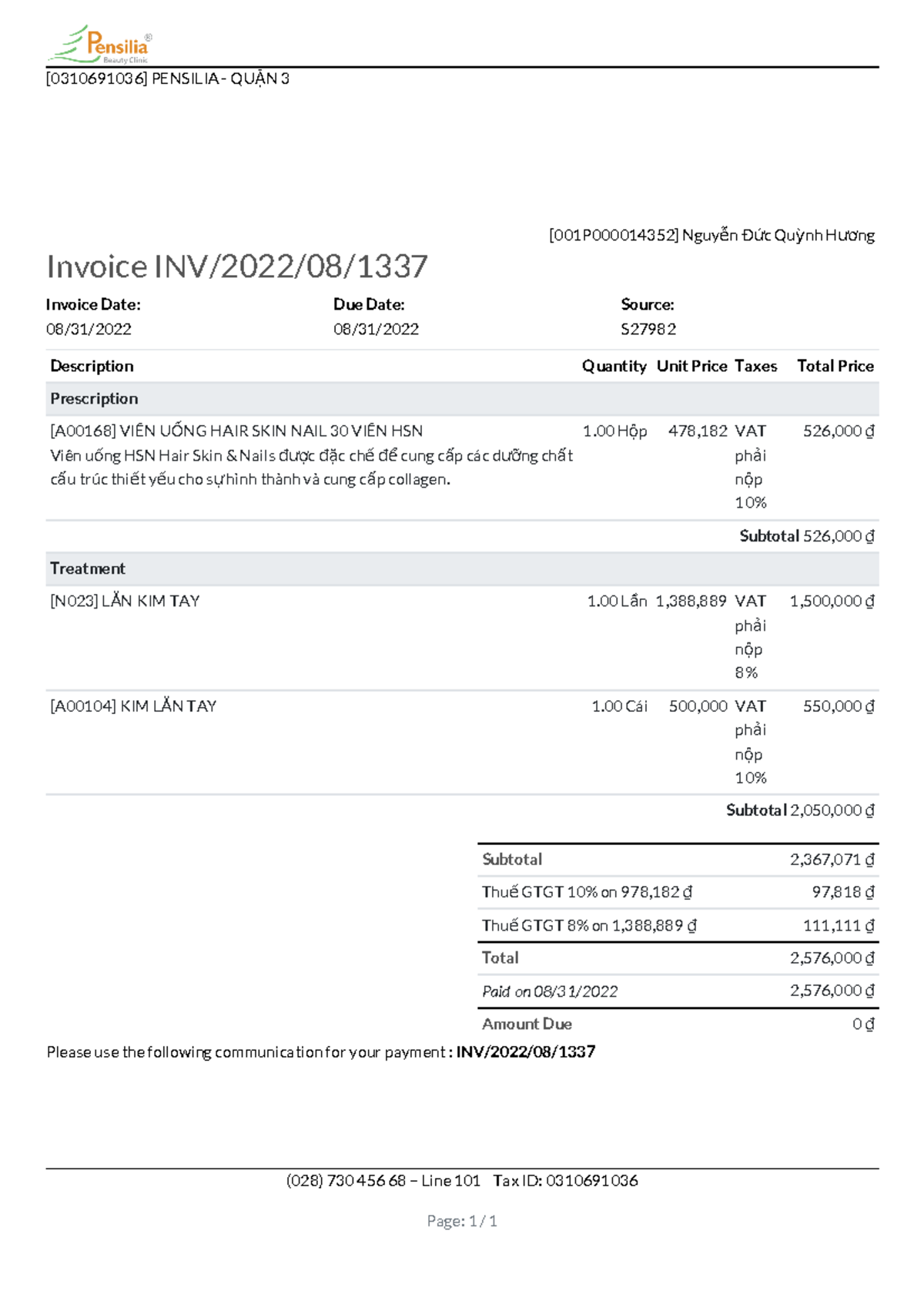 INV 2022 08 1337 - dfdfdf - Invoice INV/2022/08/ Description Quantity ...