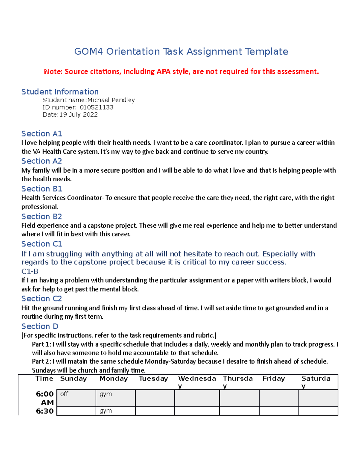 Orientation Task Template - GOM4 Orientation Task Assignment Template Note: Source citations ...