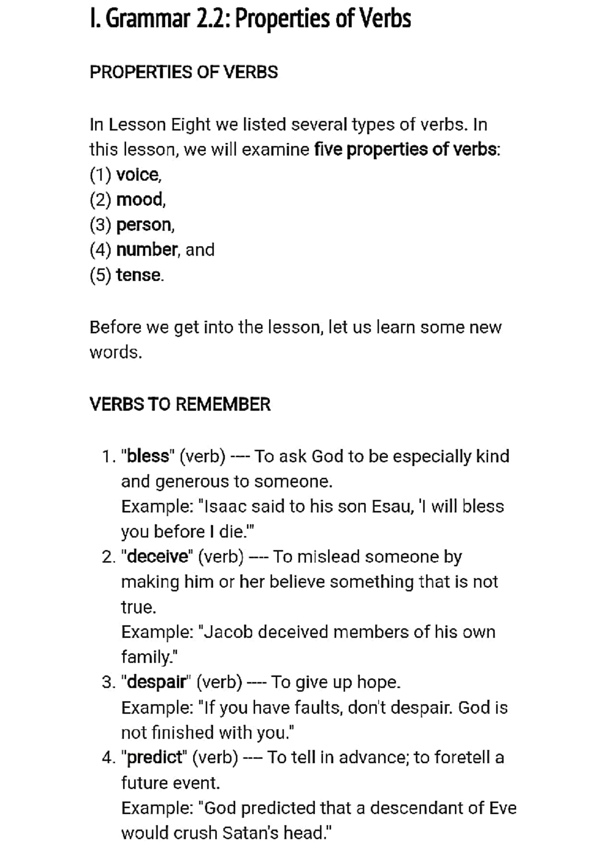 Properties of verb 2 - These grammar notes are taken from Mrs. June ...