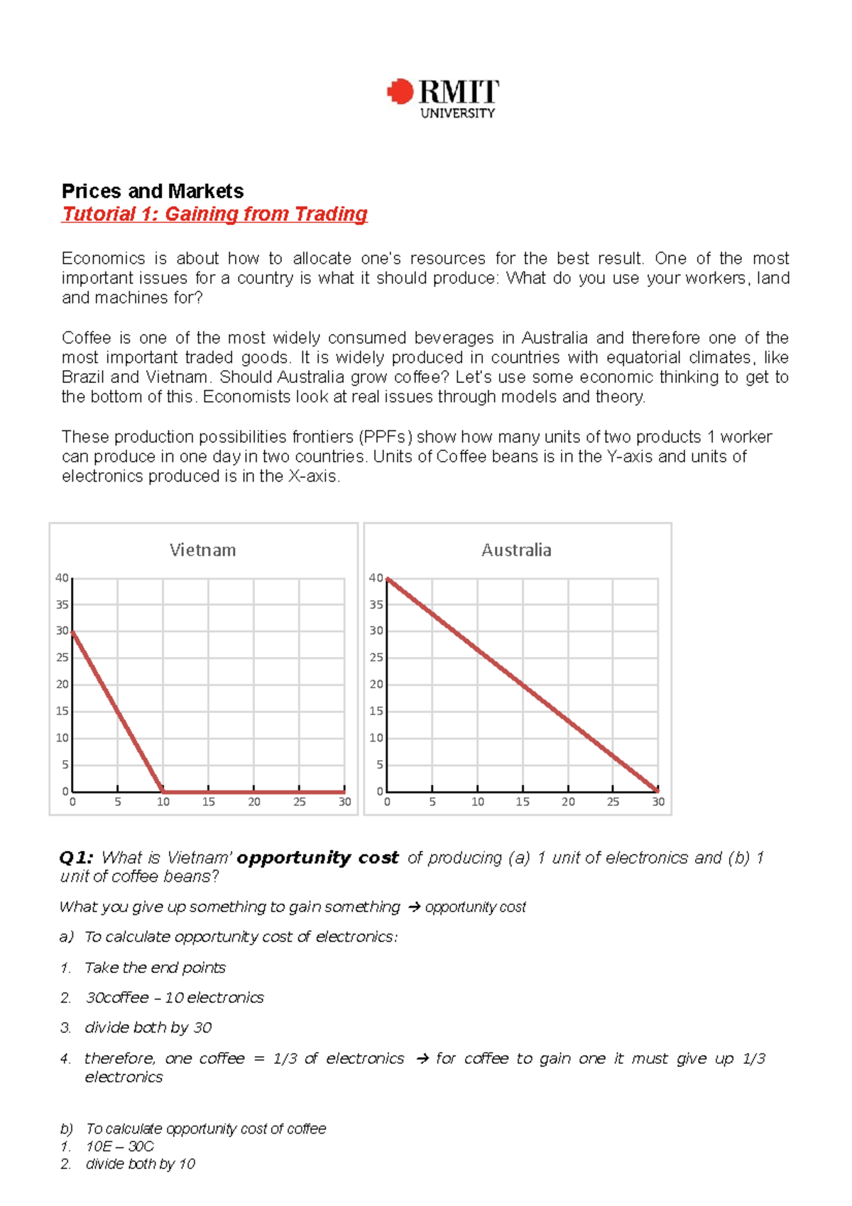 Tutorial Notes in Week 1 - Prices and Markets Tutorial 1: Gaining from ...