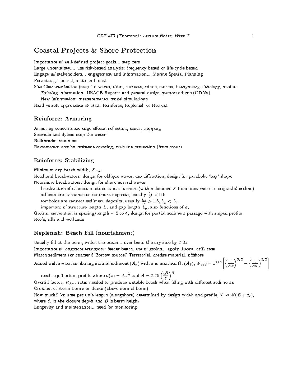 CEE473 Week 7 Notes and Equations - CEE 473 - UW - Studocu