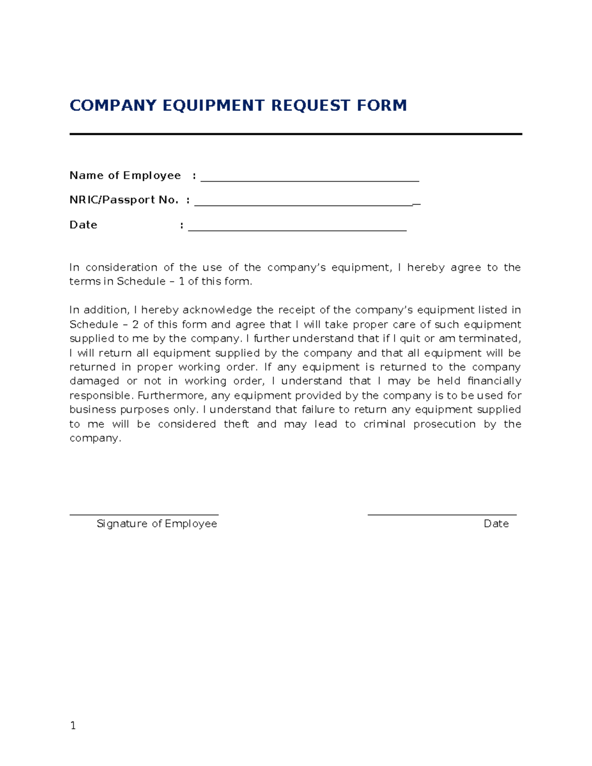 4. Equipments Use & Return (Last Update YR23) - COMPANY EQUIPMENT ...