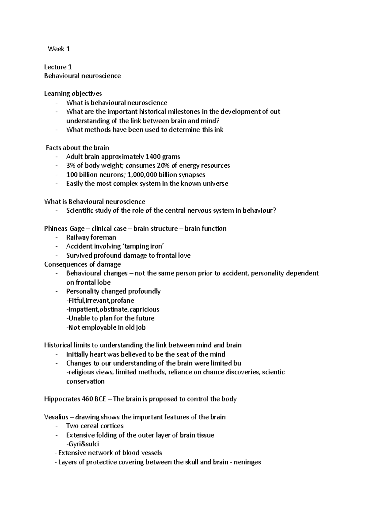 Mind, Brain and Behaviour 1 - Week 1 Lecture 1 Behavioural neuroscience ...
