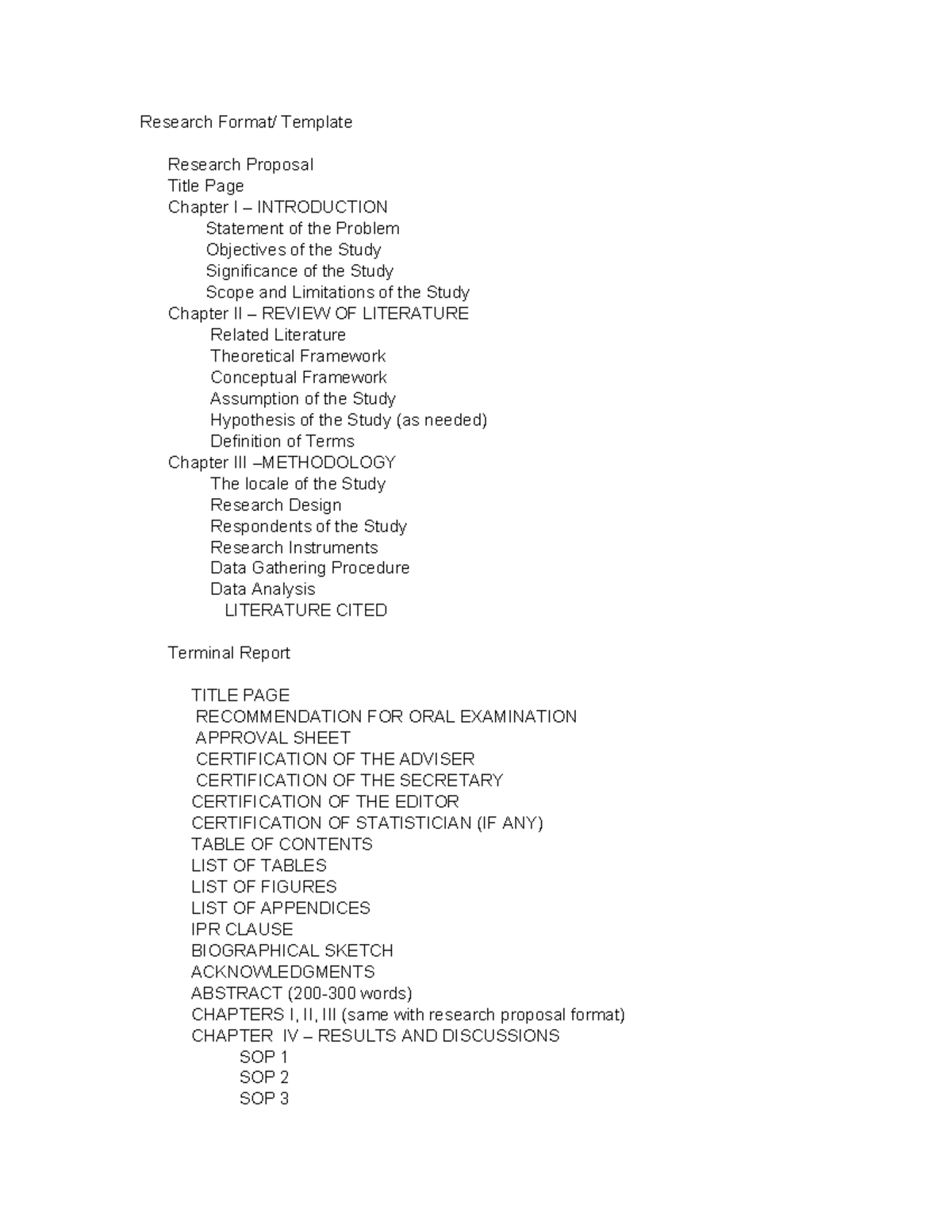Thesis Format New - Research Format/ Template Research Proposal Title ...