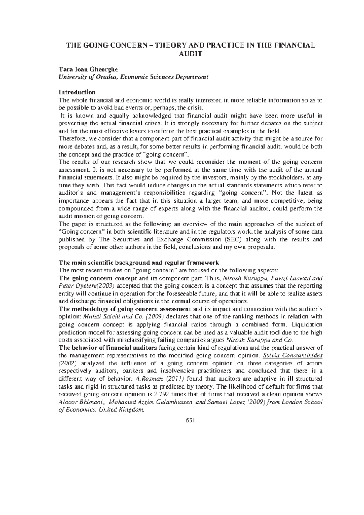 THE Going Concern - Theory AND Practice - THE GOING CONCERN – THEORY ...