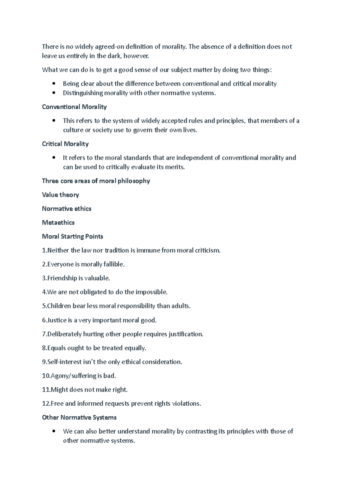 Ethics Module 2 - There is no widely agreed-on definition of morality ...