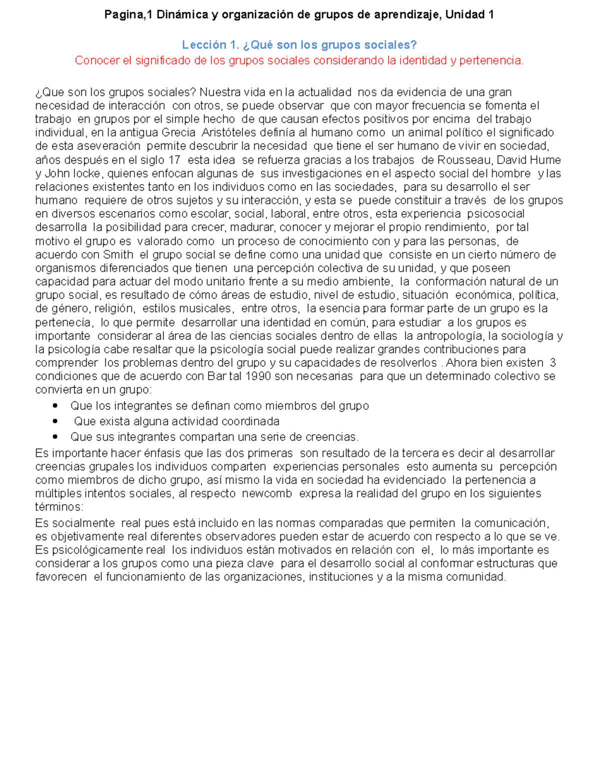 Lecciones para reto uno - Lección 1. ¿Qué son los grupos sociales ...