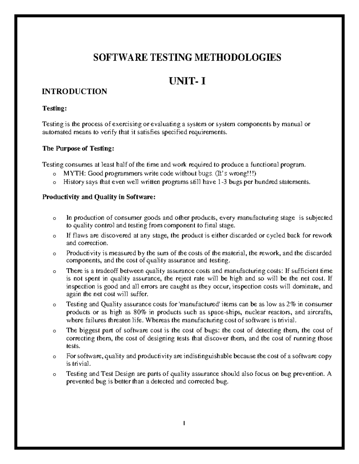 STM Notes III II PDF - SOFTWARE TESTING METHODOLOGIES UNIT- I ...