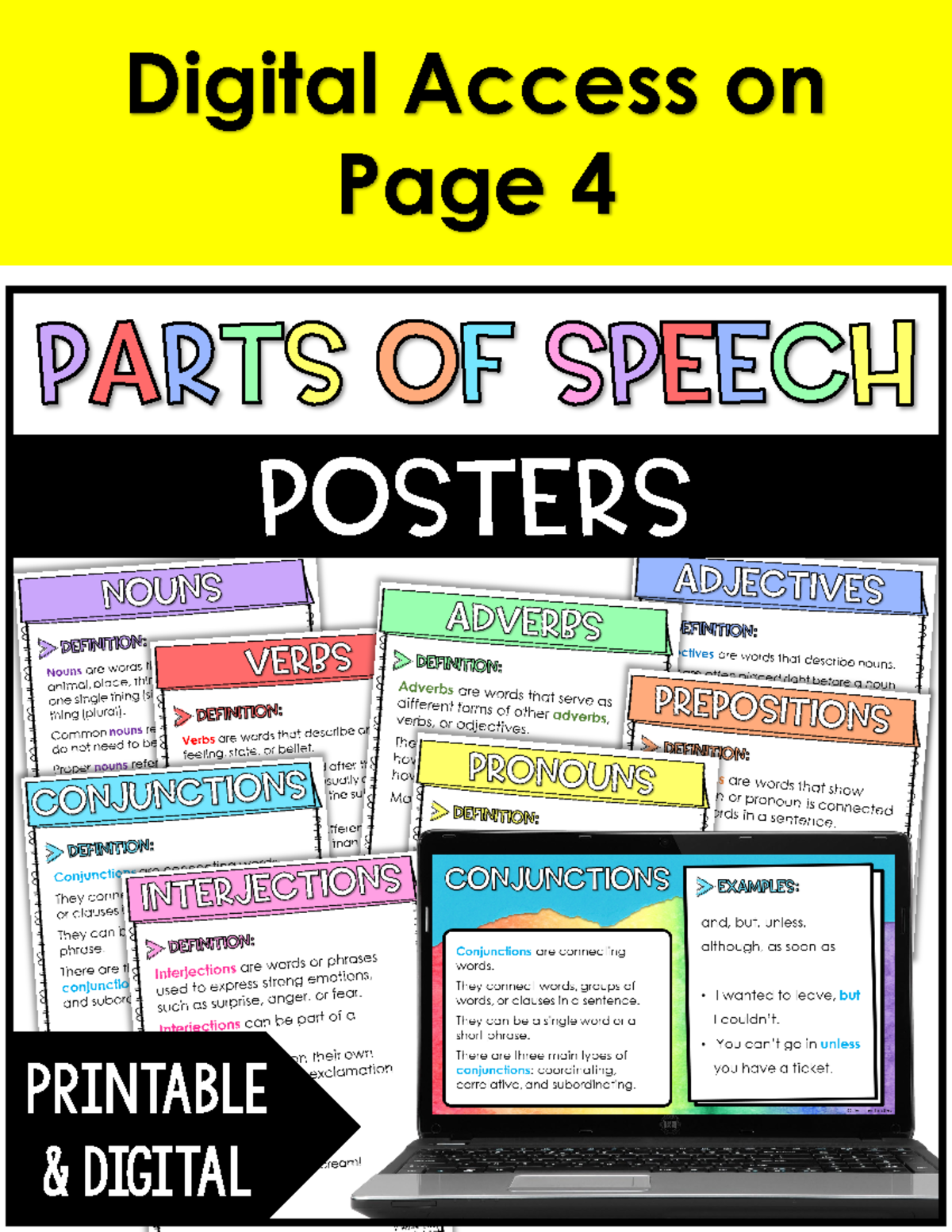 Parts of Speech FREE Posters - Digital Access on Page 4 Printable ...