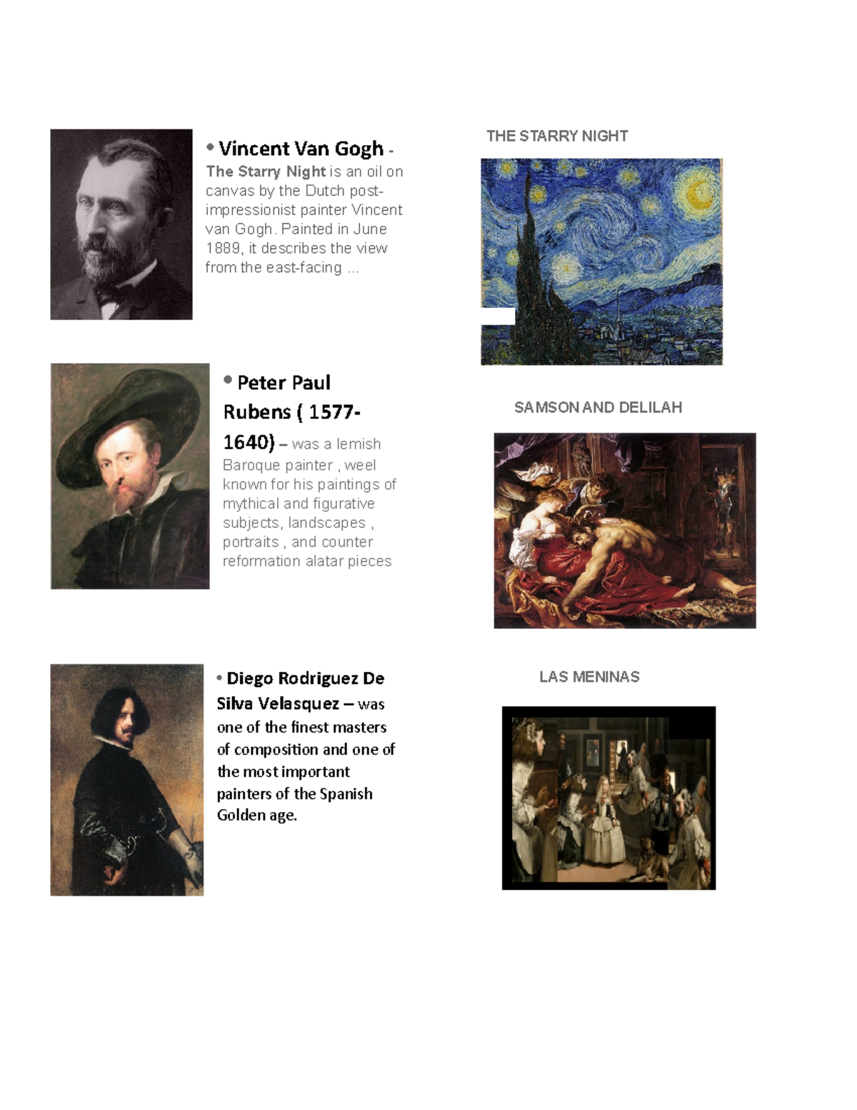 ART Appreciation - aaaaaaaaaaa - • Vincent Van Gogh - The Starry Night ...