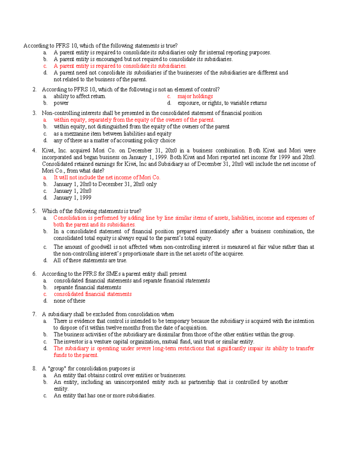 Toaz - asda - According to PFRS 10, which of the following statements ...