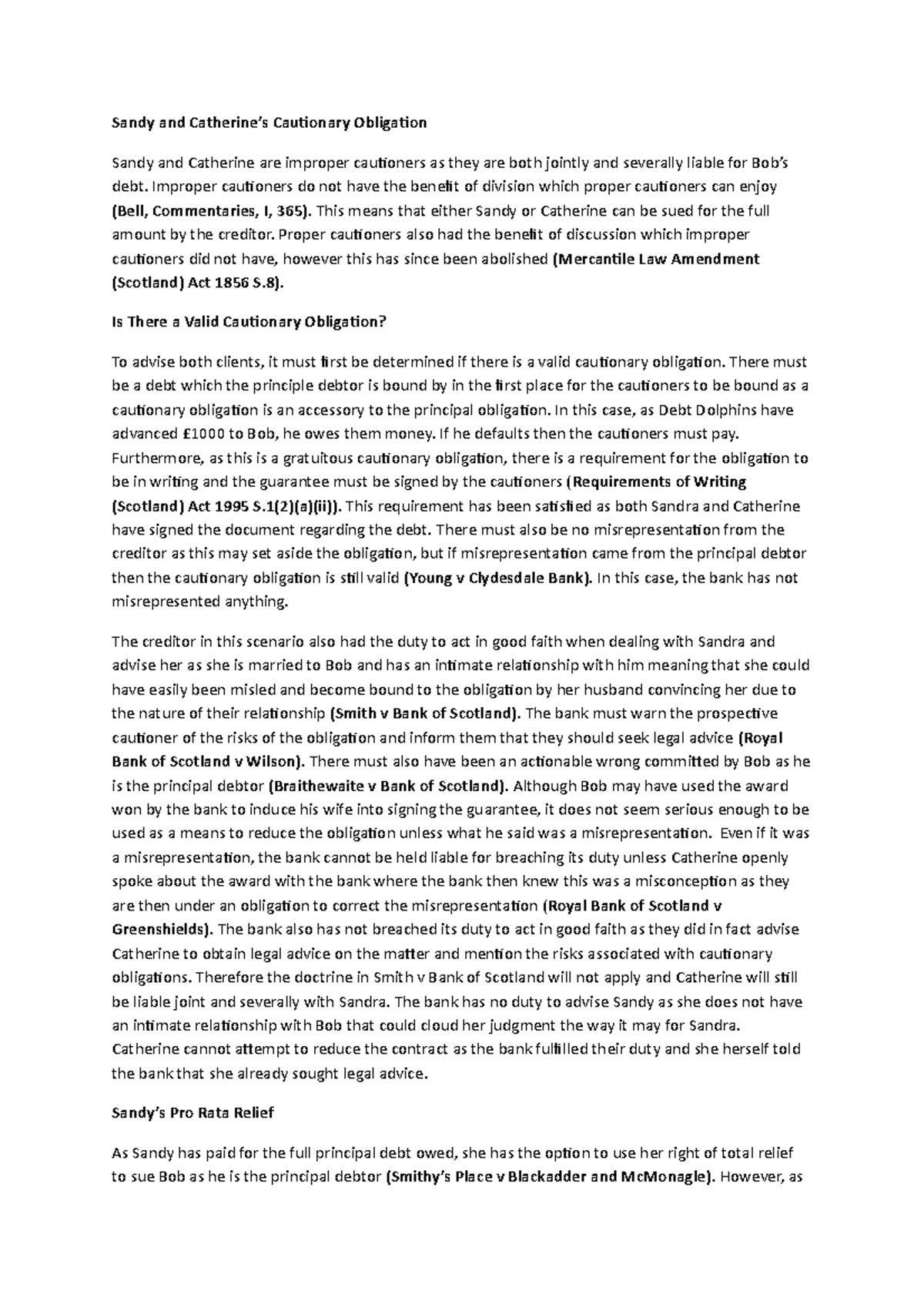 3. Cautionary - NOTES - Sandy and Catherine’s Cautionary Obligation ...