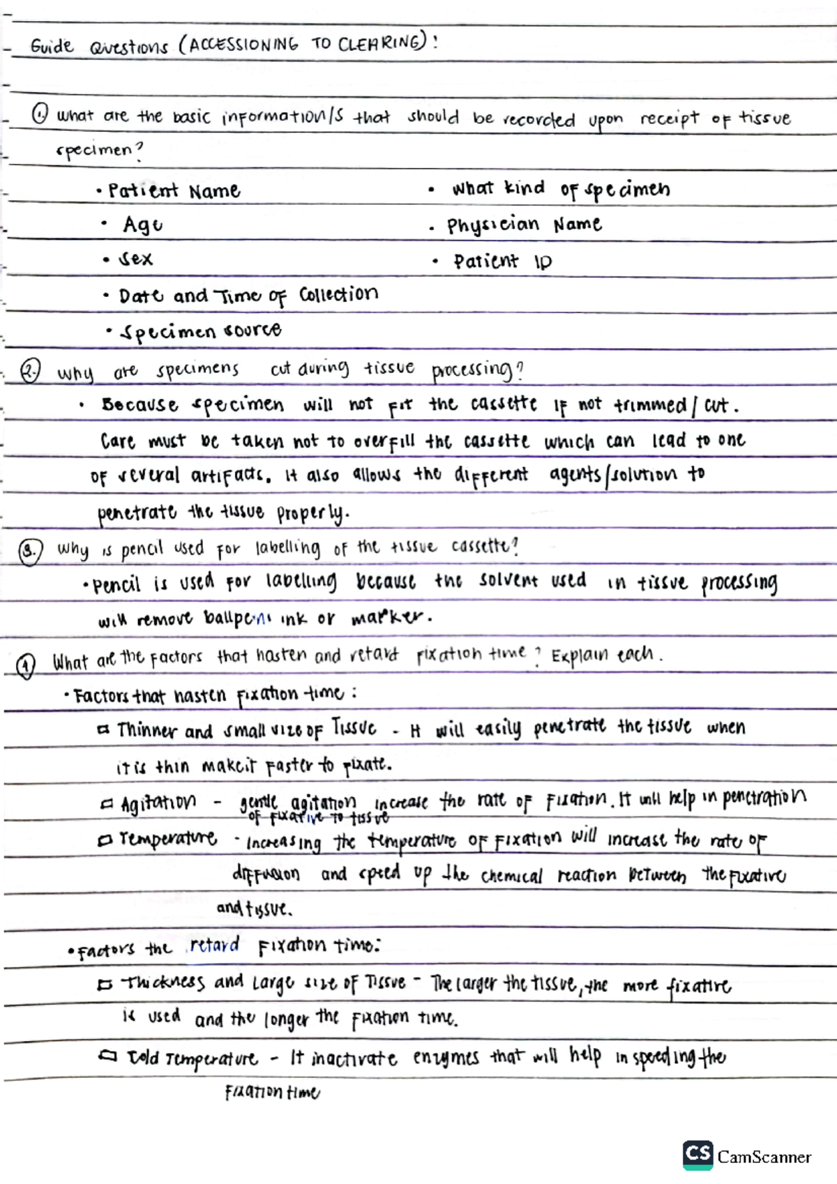 HPCT311 LAB Worksheet 1 - Histopathologic & Cytologic Techniques - Studocu