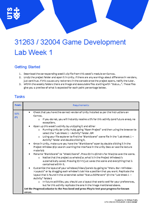 Lab Week 2 - Graphics Fundamentals - Created by: Dr William Raffe 31263 ...