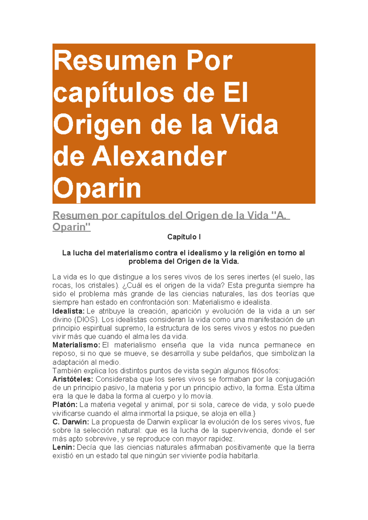 409219807 Resumen Por Capitulos de El Origen de La Vida de Alexander ...