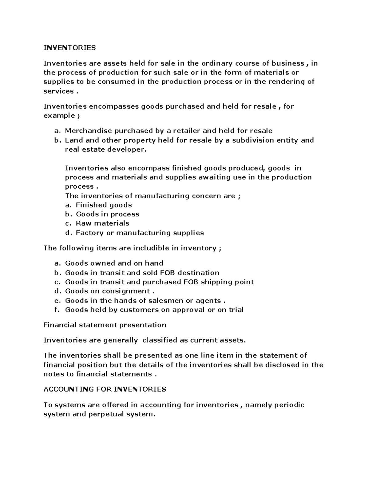 Inventorie 1 - INVENTORIES Inventories are assets held for sale in the ...