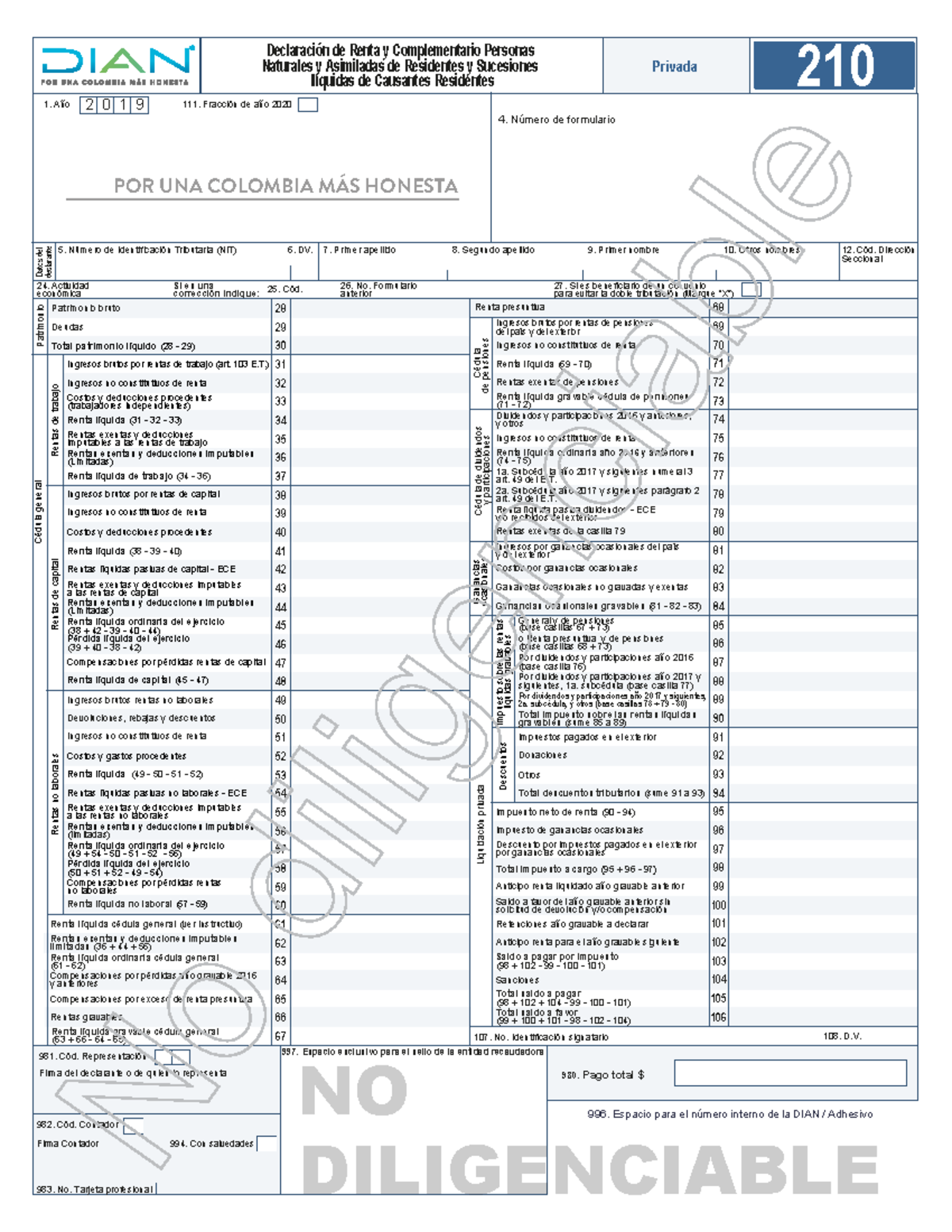 Formulario 210 2020 - Anticipo renta para el año gravable siguiente POR UNA COLOMBIA MÁS HONESTA ...