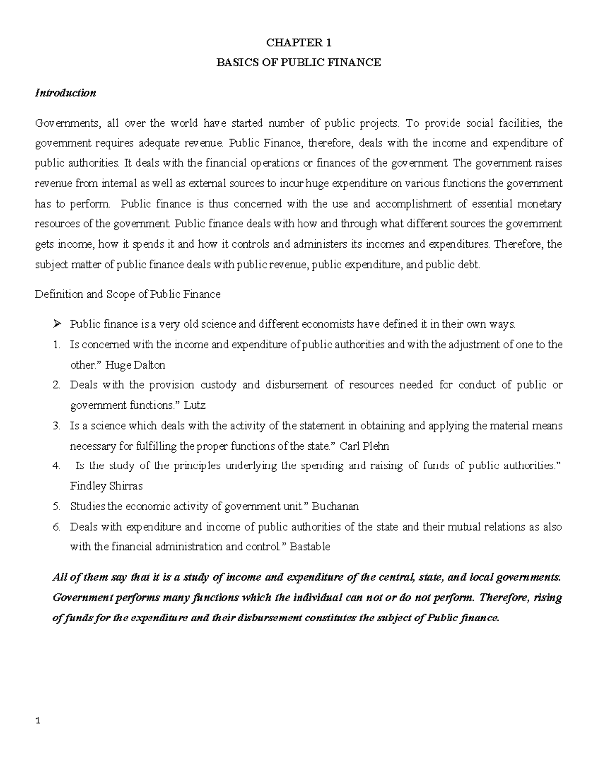 Public Chapter 1 - CHAPTER 1 BASICS OF PUBLIC FINANCE Introduction ...