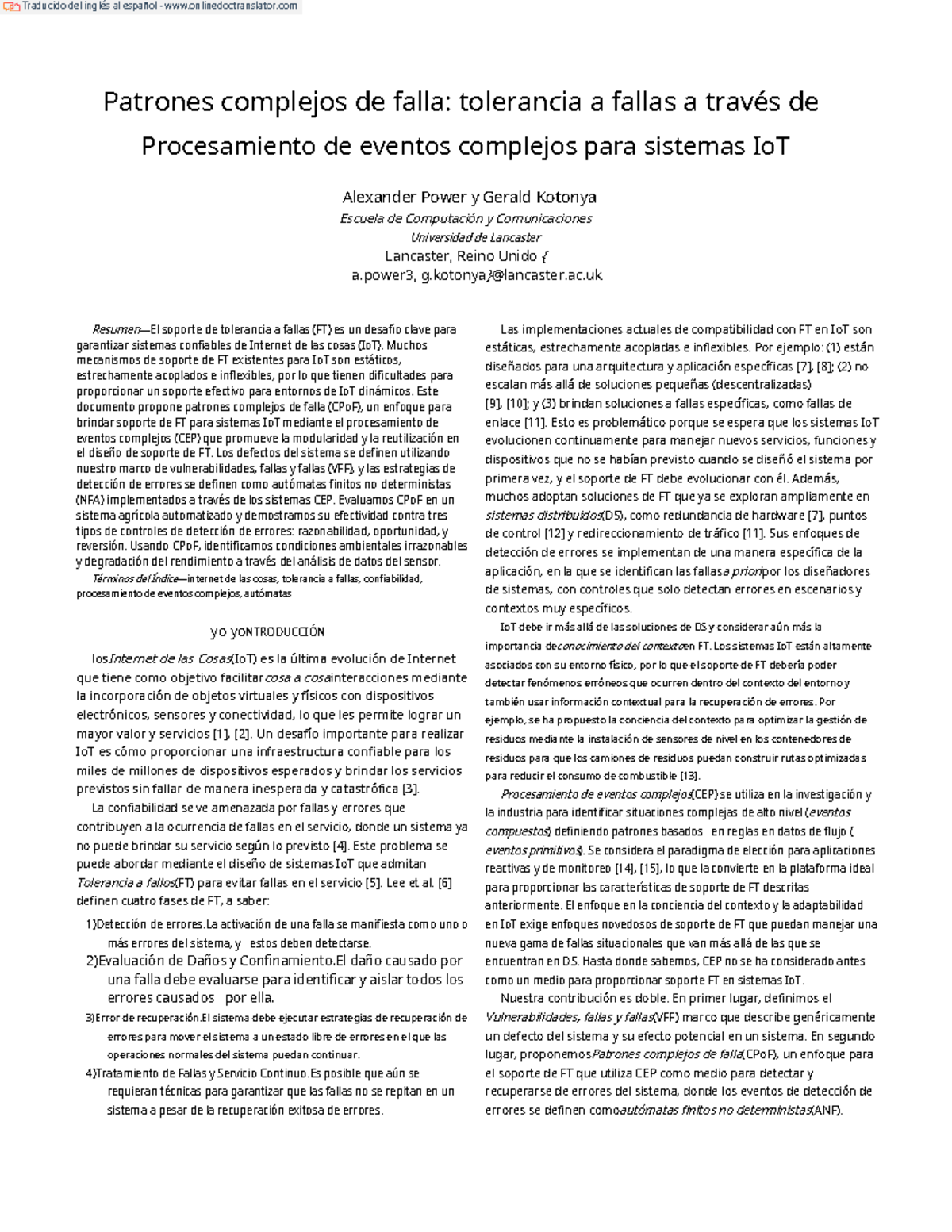 Complex Patterns of Failure Fault Tolerance via Complex Event ...