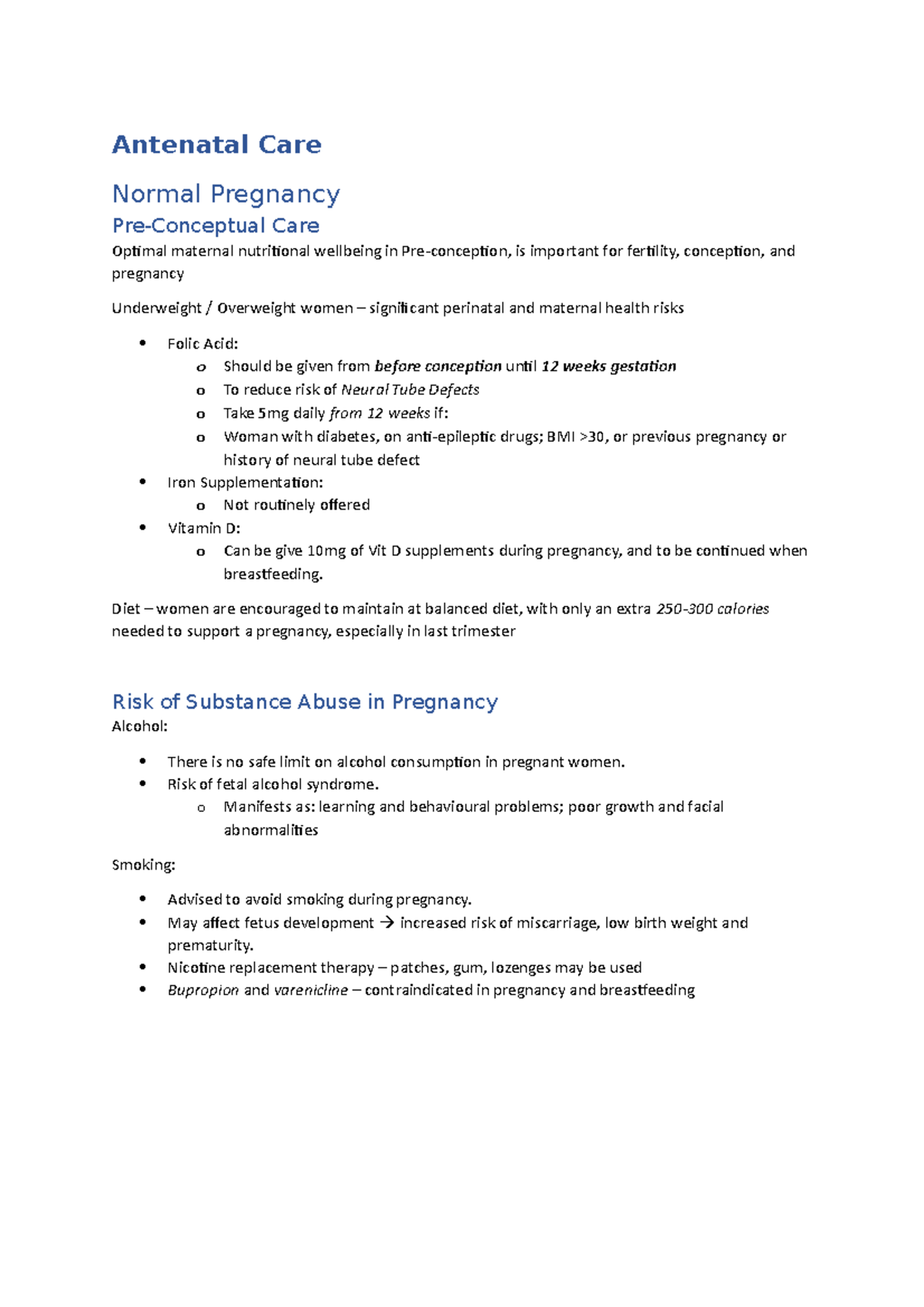 Antenatal Care - Reproduction - Antenatal Care Normal Pregnancy Pre ...