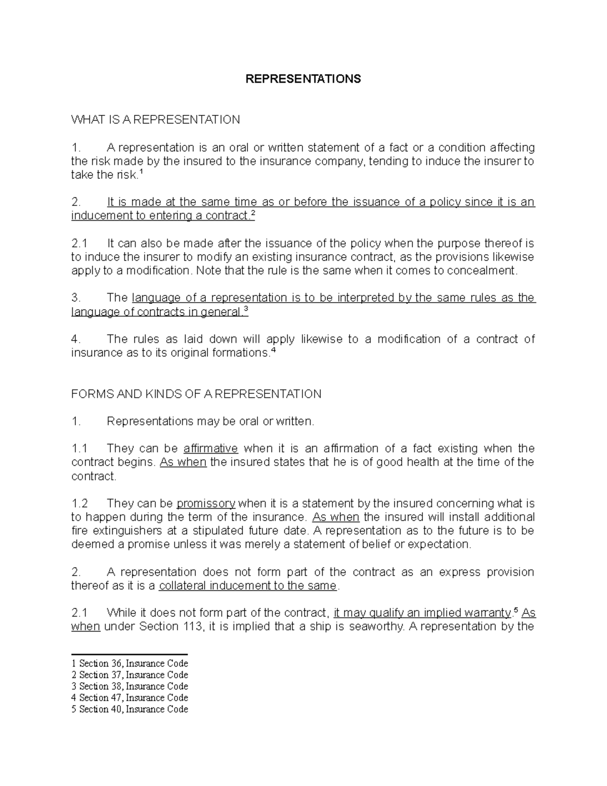10. Representations - Notes - REPRESENTATIONS WHAT IS A REPRESENTATION ...
