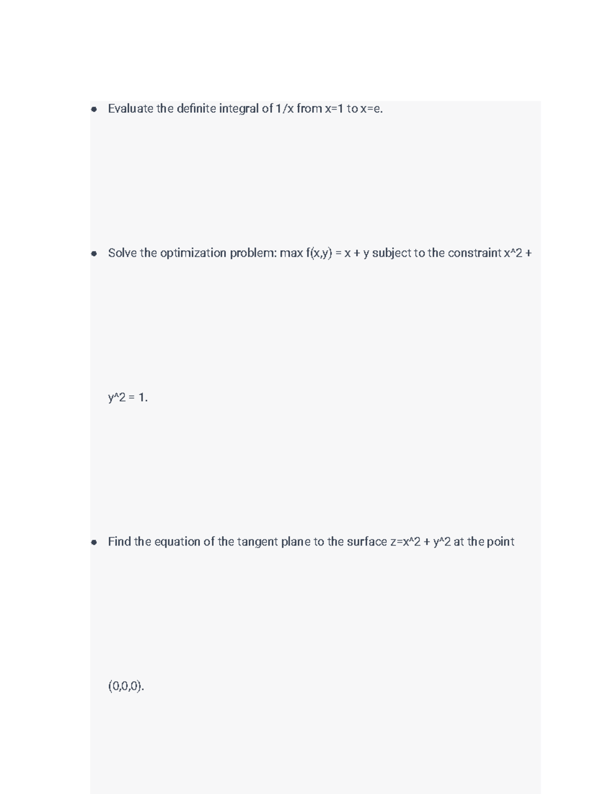 Calculus 2 review problems7 - Evaluate the definite integral of 1/x ...