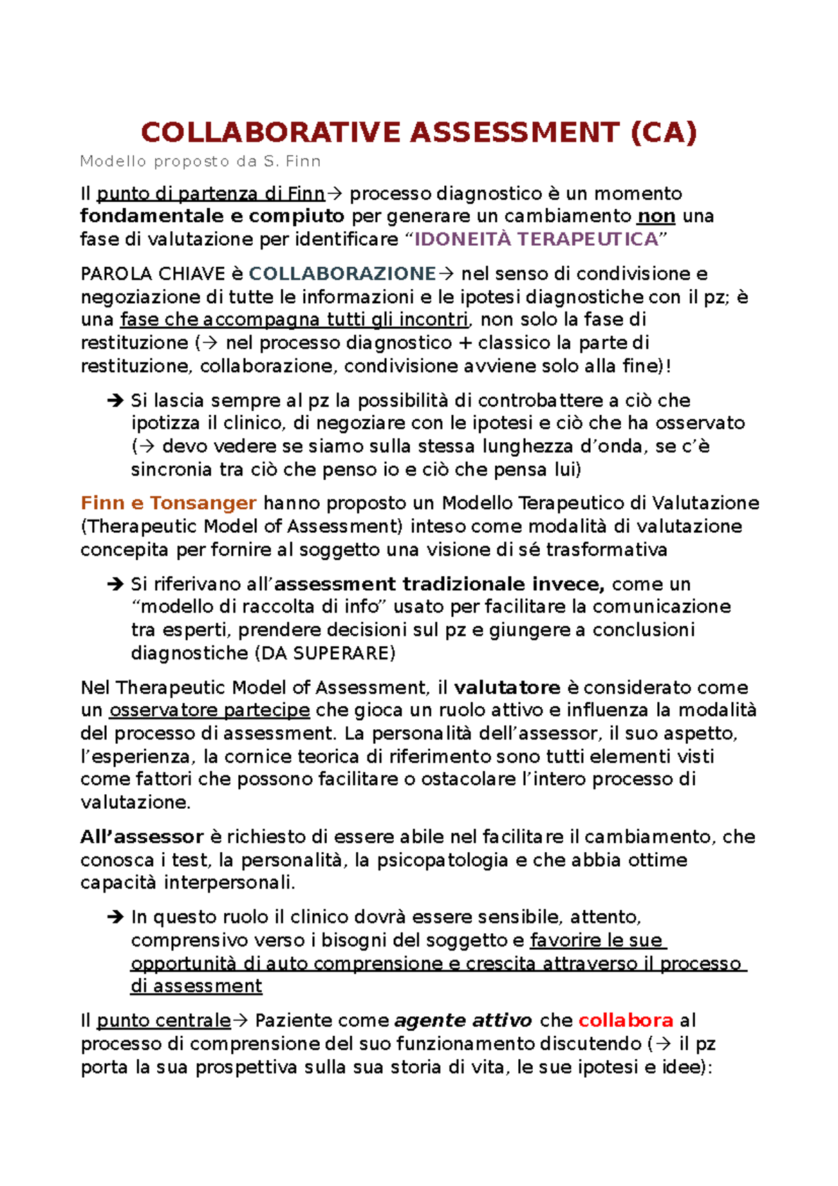 Lezione 8- LA Collaborative Assessment - COLLABORATIVE ASSESSMENT (CA ...