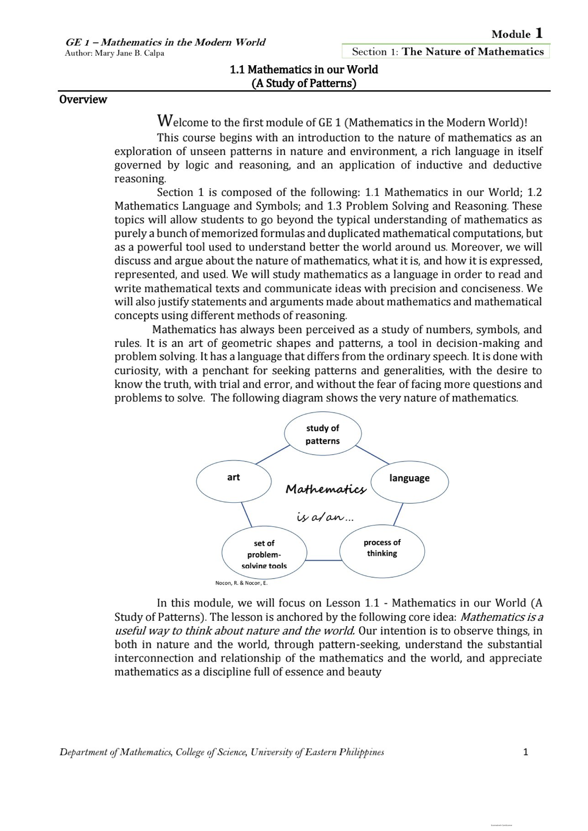 GE1 MMW module 1 1 1 - reviewer - BS Accountancy - Studocu